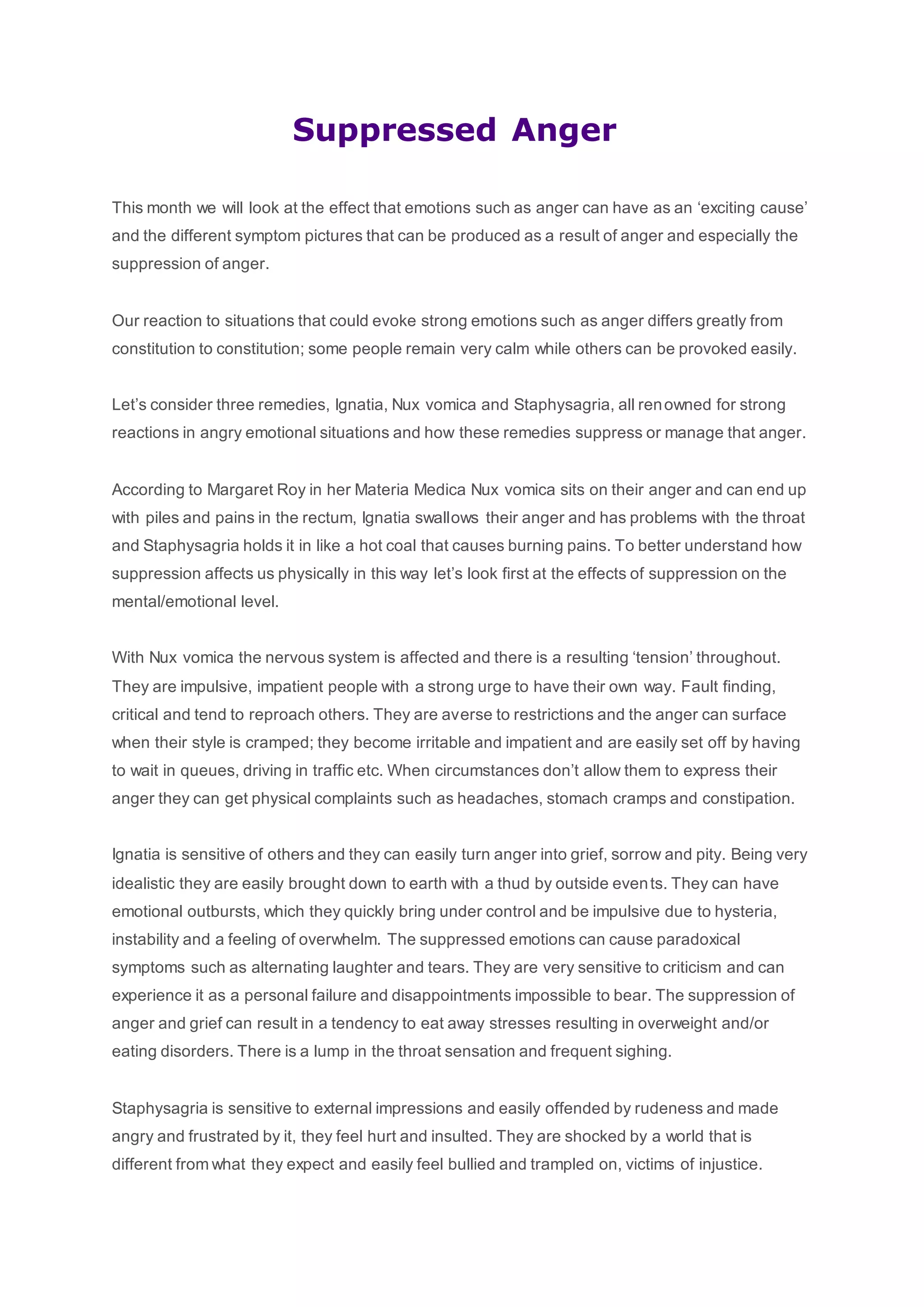 Suppressed anger | PDF