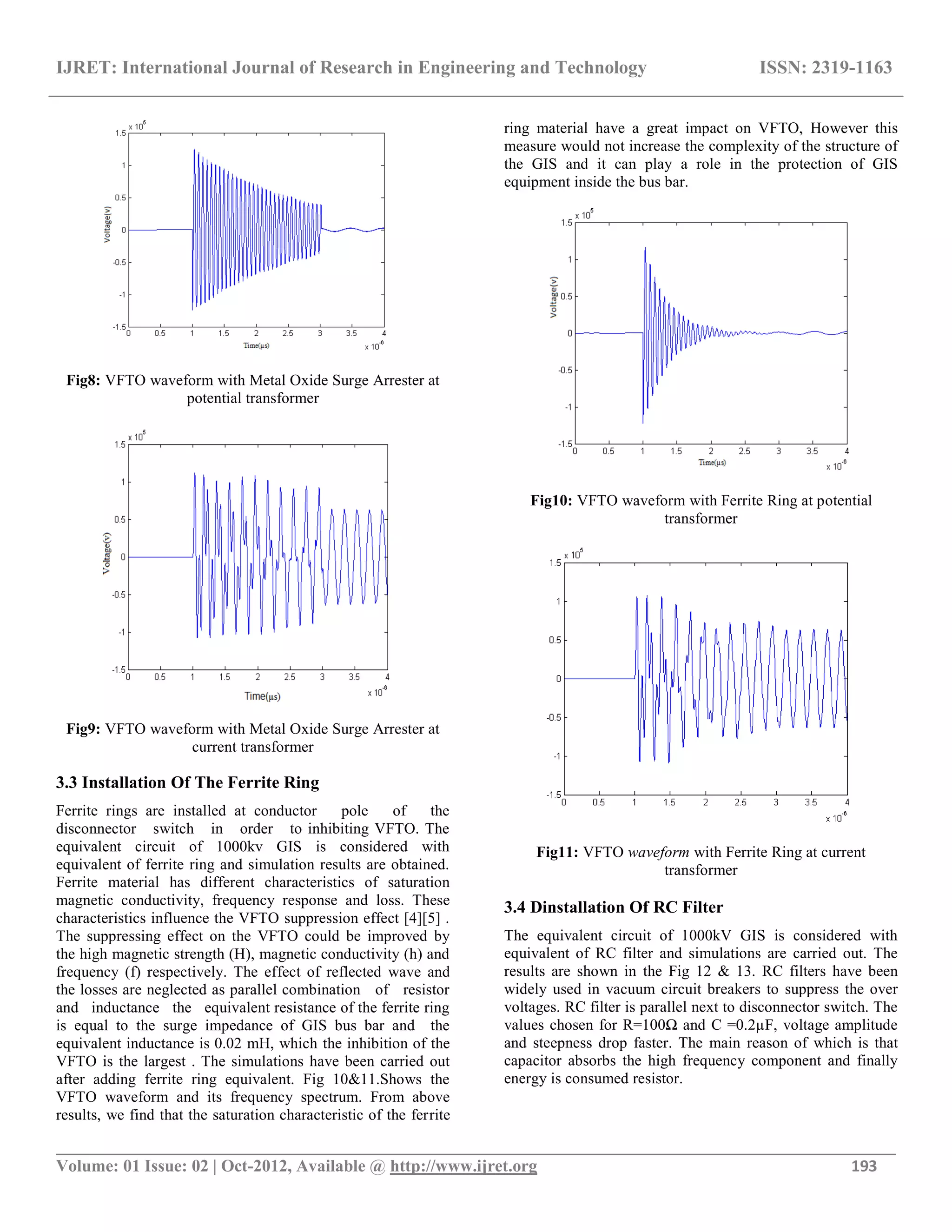 Suppression methods for very fast transient over voltages on equipment ...