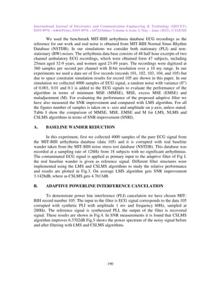 Suppression of power line interference correction of baselinewanders and | PDF