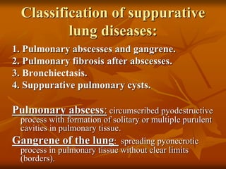 Suppurative diseases of lungs and pleura (lecture vasilevsky v.p.) | PPT