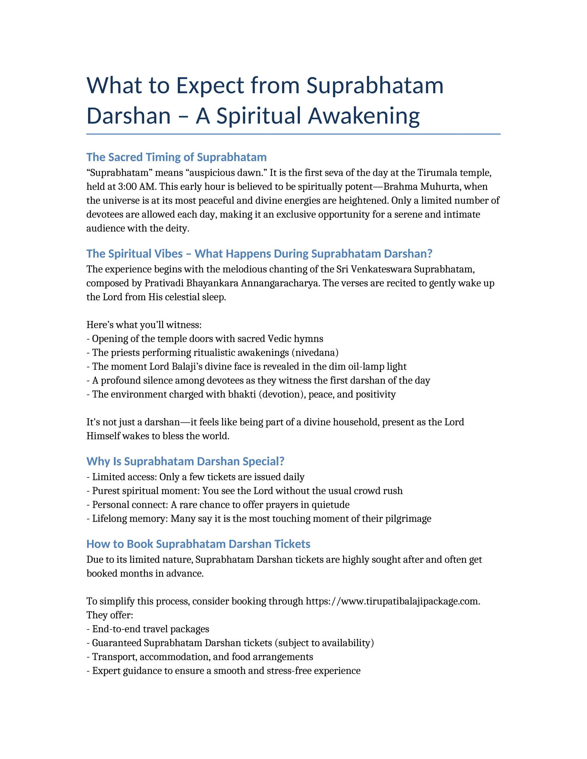 What to Expect from Suprabhatam Darshan – A Spiritual Awakening | DOCX