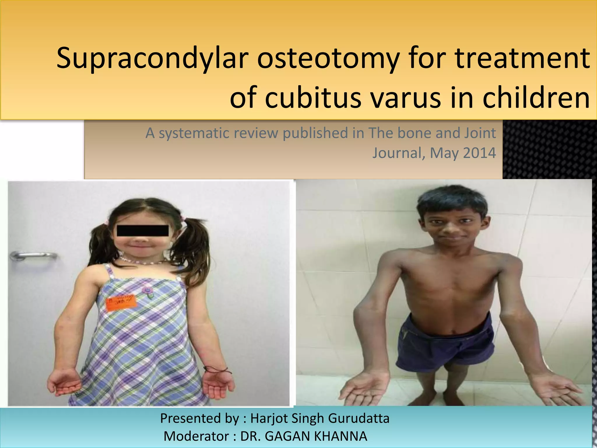 Supracondylar osteotomy for treatment of cubitus varus | PPTX