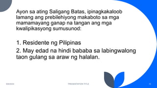mga proseso at pangangailangan sa pagboto | PPTX