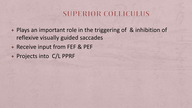 Supranuclear control of eye movements | PPTX