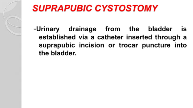 Supra pubic cystostomy | PPTX | Surgery | Medical Health