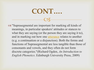 Suprasegmental aspects of speech | PPTX