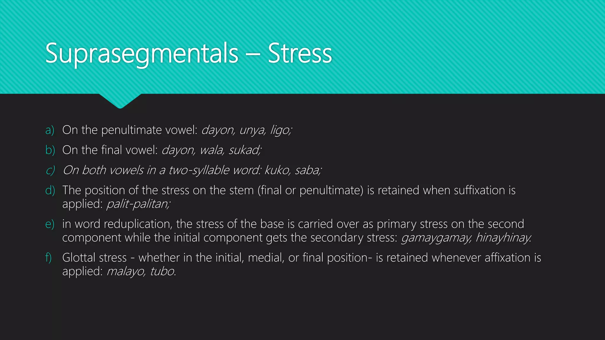 Suprasegmentals cebuano | PPTX