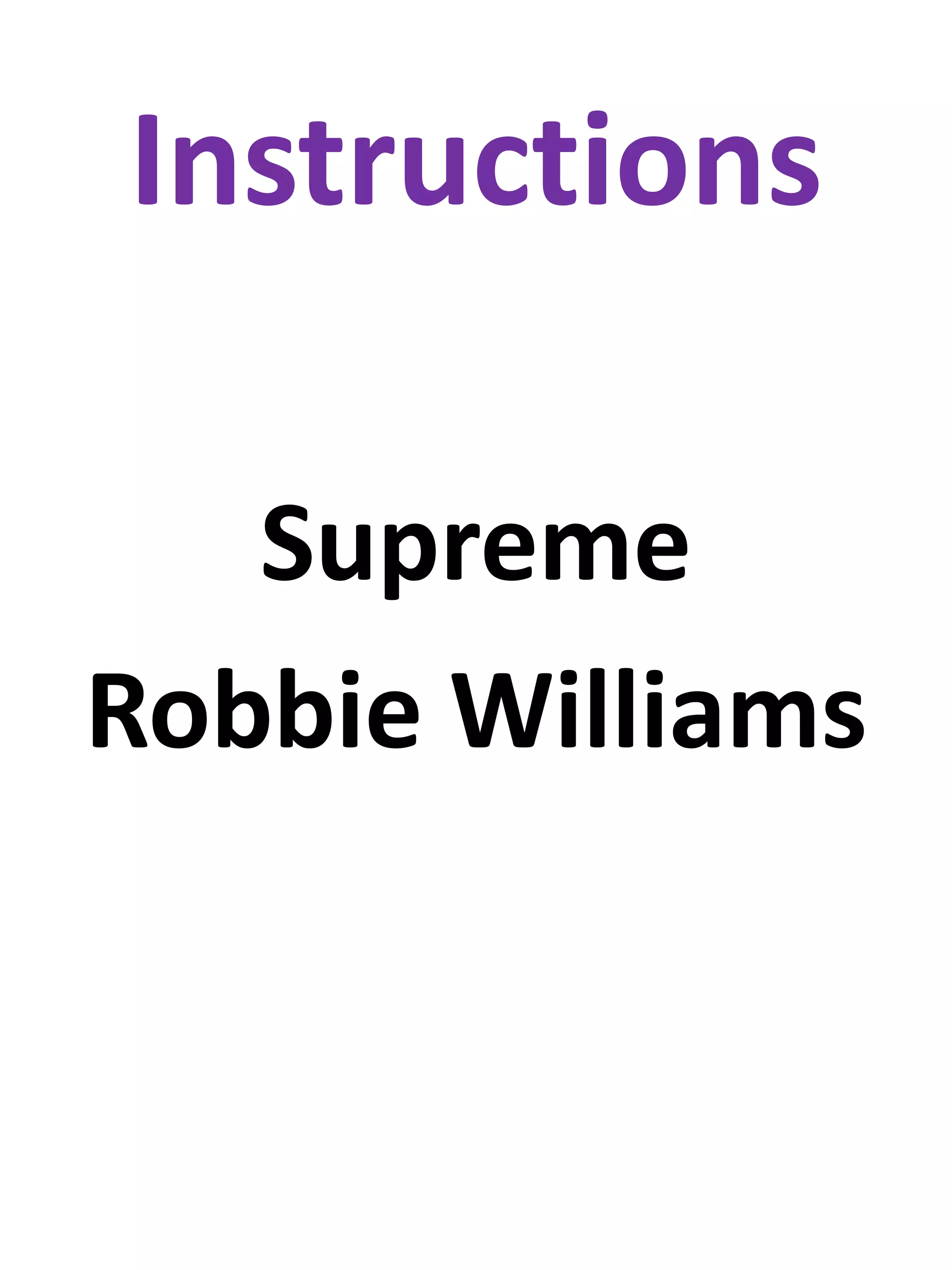 Supreme Robbie Williams | PPTX