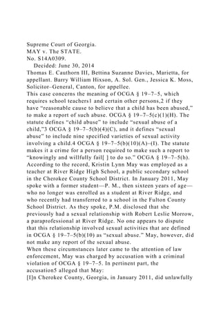 Supreme Court of Georgia.MAY v. The STATE.No. S14A0309. D.docx