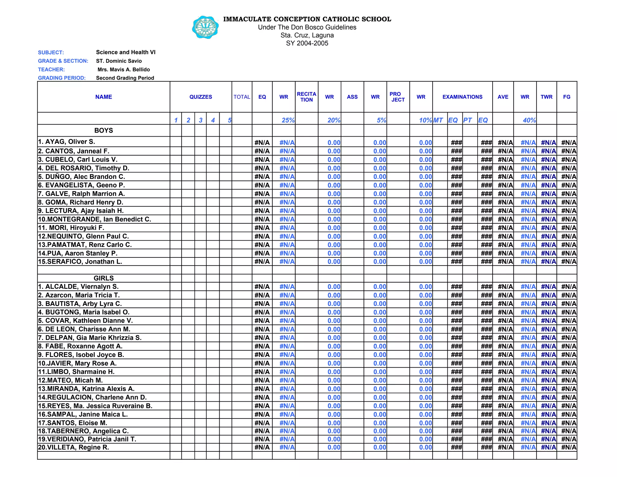 Supremo Class Record | XLS