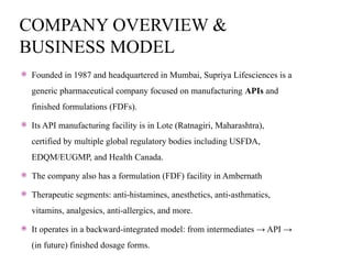 supriya lifescience and its api manufacturing.pptx