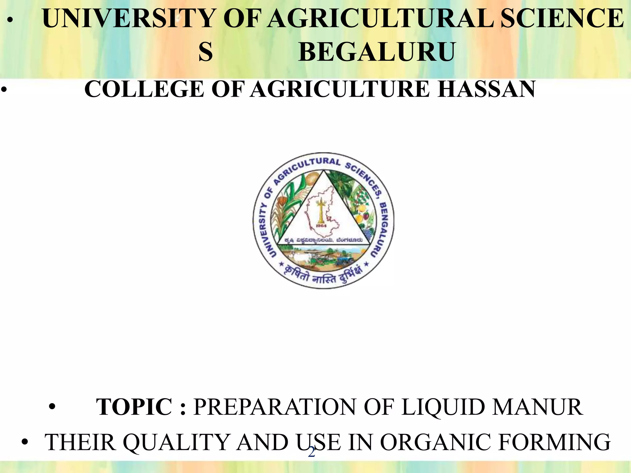 preparation of liquid manures and their quality and its use in organic ...