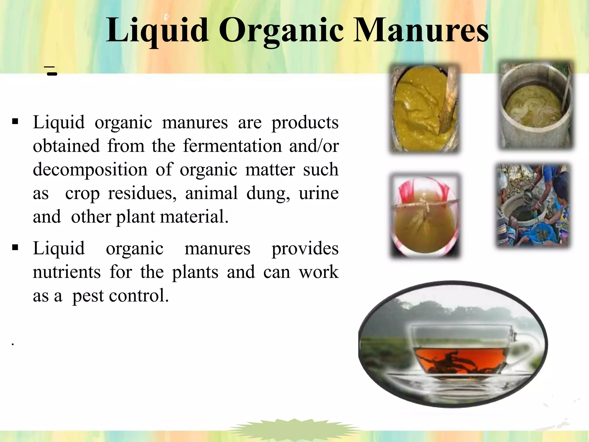 preparation of liquid manures and their quality and its use in organic ...