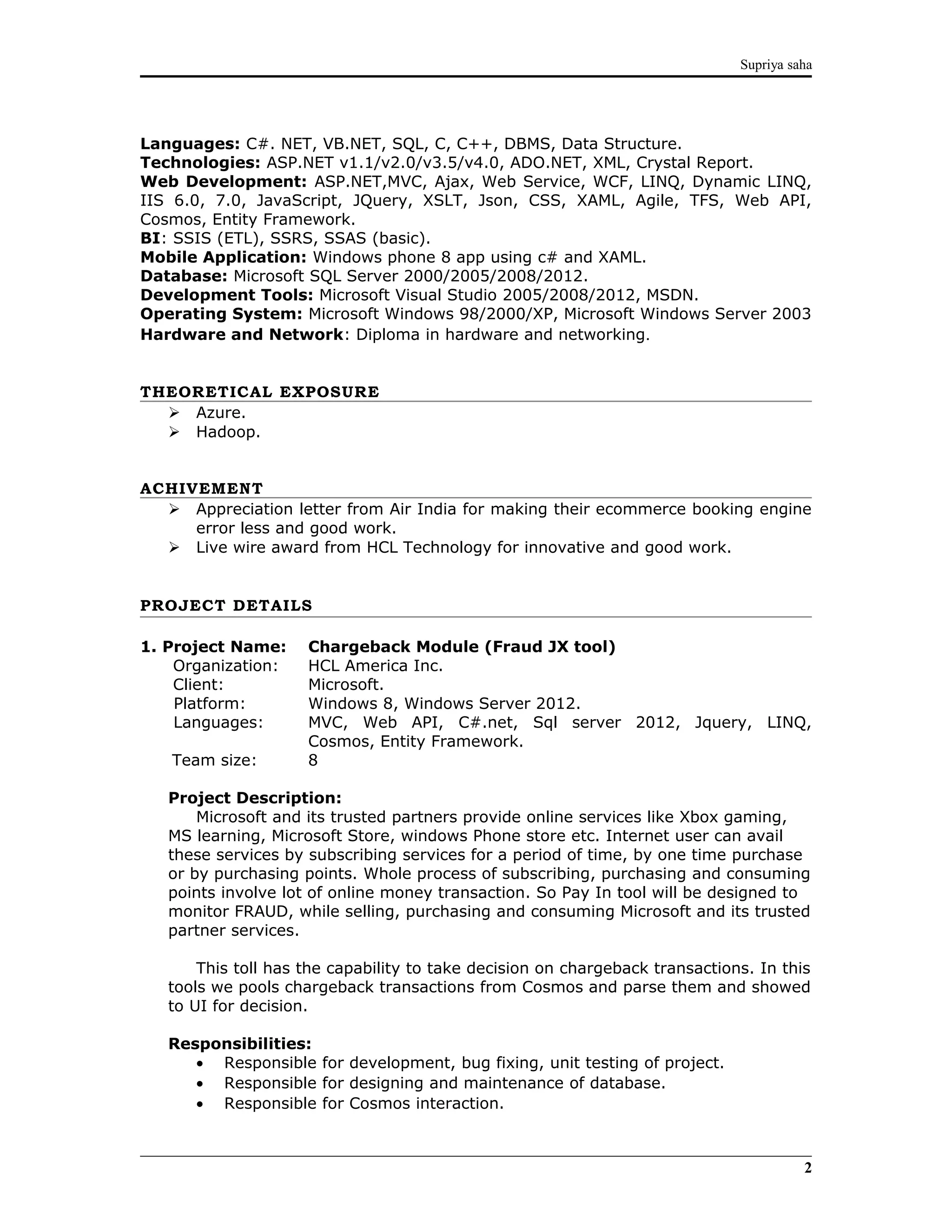 Supriya Saha Resume | DOC