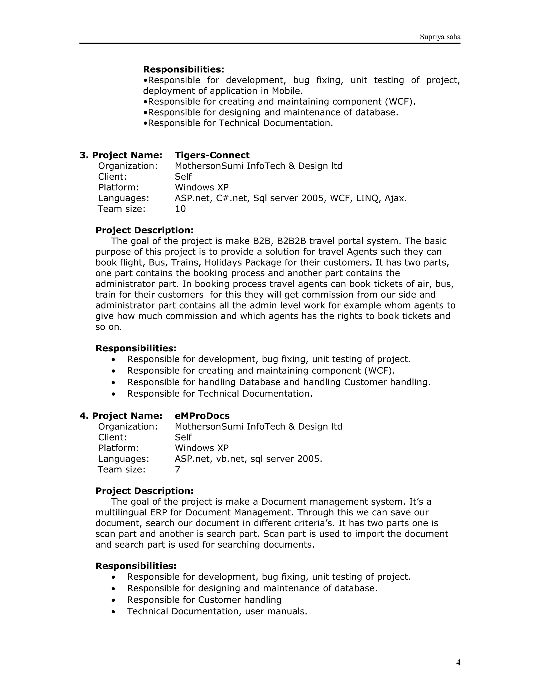 Supriya Saha Resume | DOC