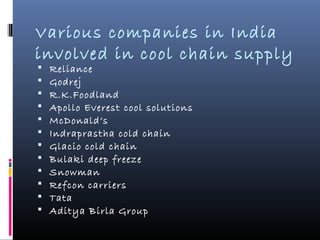 concept of cool chain in India | PPT