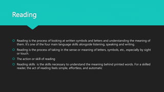 Concept,Need and importance of Reading and Writing Skill | PPTX