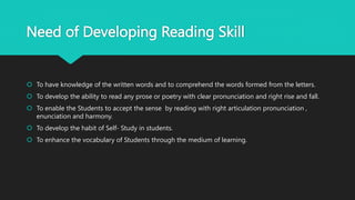 Concept,Need and importance of Reading and Writing Skill | PPTX