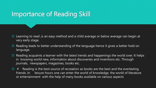 Concept,Need and importance of Reading and Writing Skill | PPTX | Education