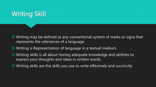 Concept,Need and importance of Reading and Writing Skill | PPTX