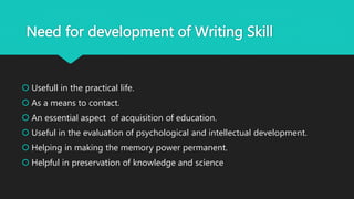 Concept,Need and importance of Reading and Writing Skill | PPTX