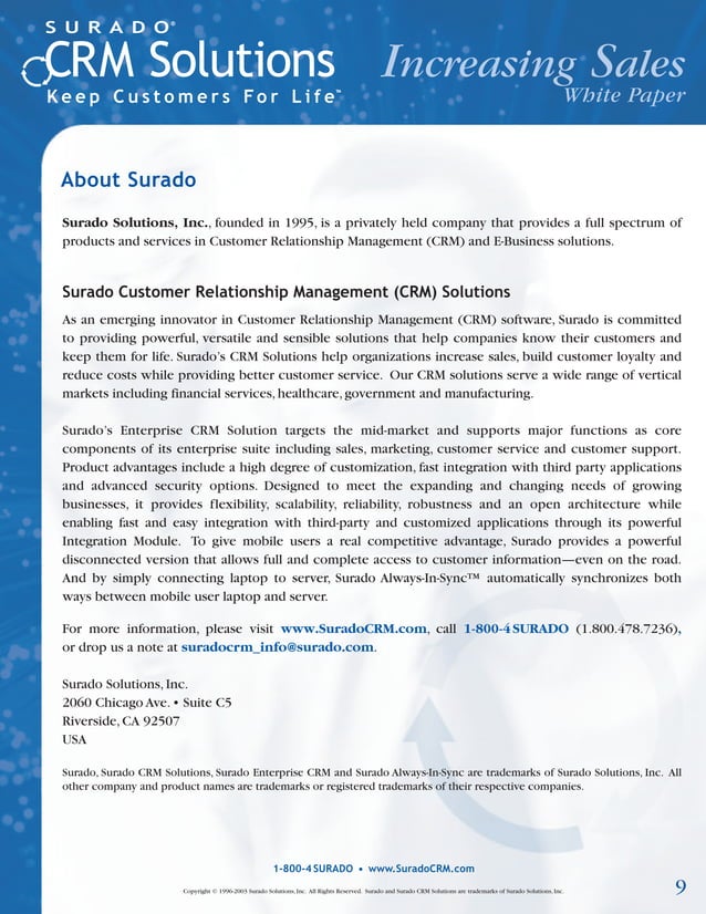 Surado Crm Increasing Sales | PDF