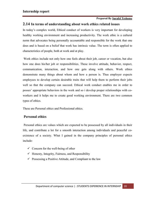 Computer science internship report | DOCX | Undergraduate Education | College Education