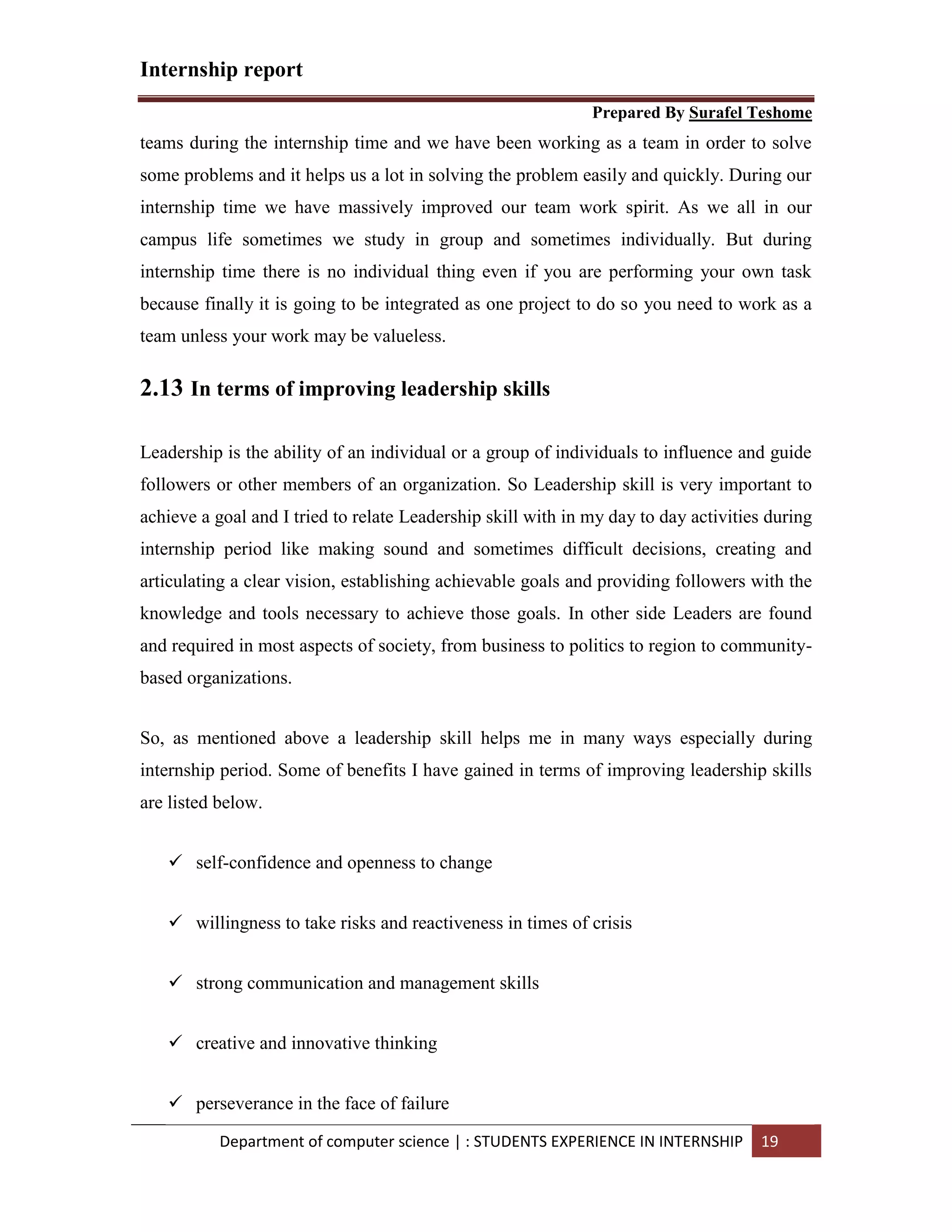 Internship report on IT | DOCX