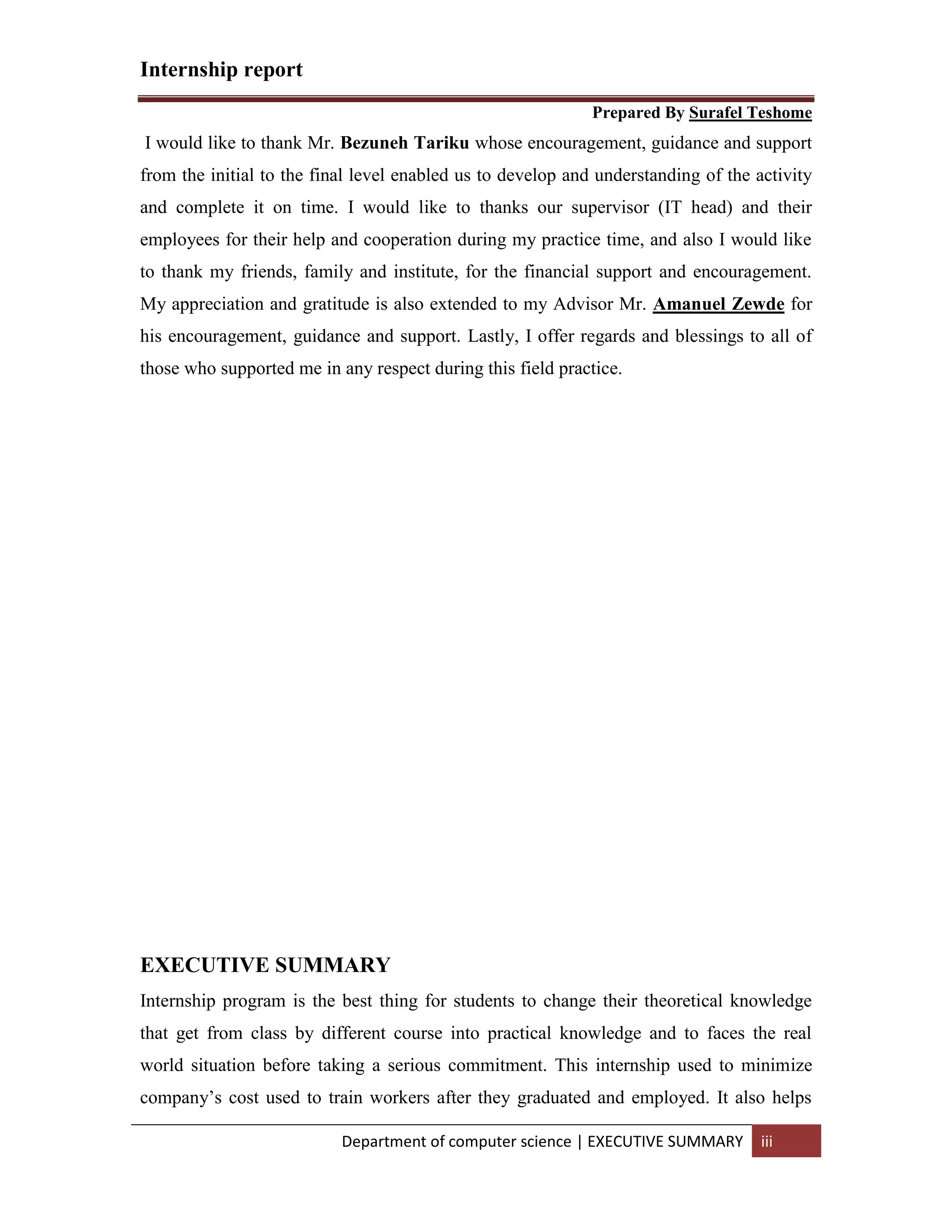 Internship report on IT | DOCX