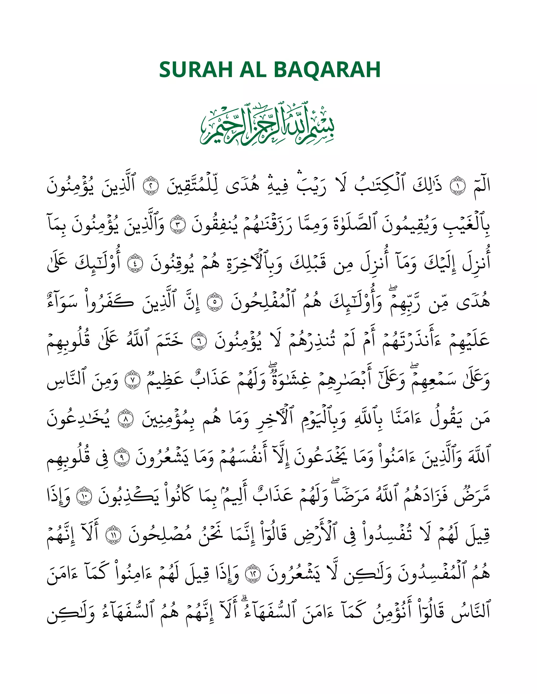 Surah Al-Baqarah Full in Arabic Word (Jawi) | PDF