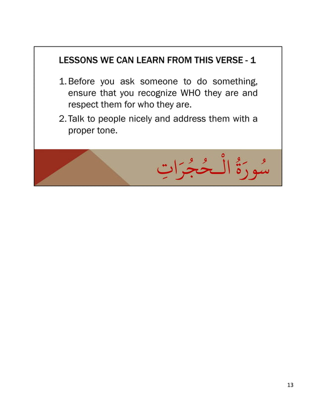 Commentary of the Noble Quran - Chapter 49 - Surah al-Hujurat - Part 1 ...