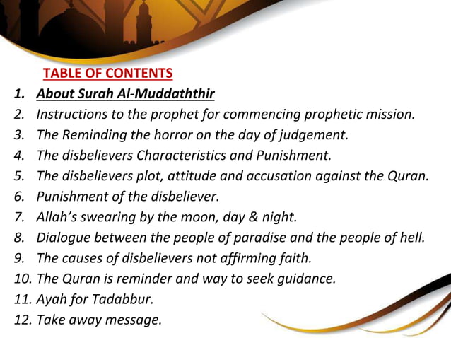 Surah Al Muddathir - A Detailed Analysis | PPTX