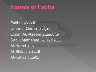 Surah Fateha in the Light of Beliefs | PPTX