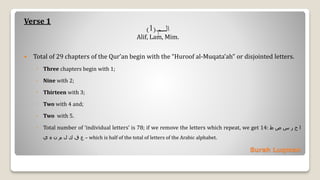 Commentary of the Noble Quran - Chapter 31 - Surah Luqman - Part 1 ...