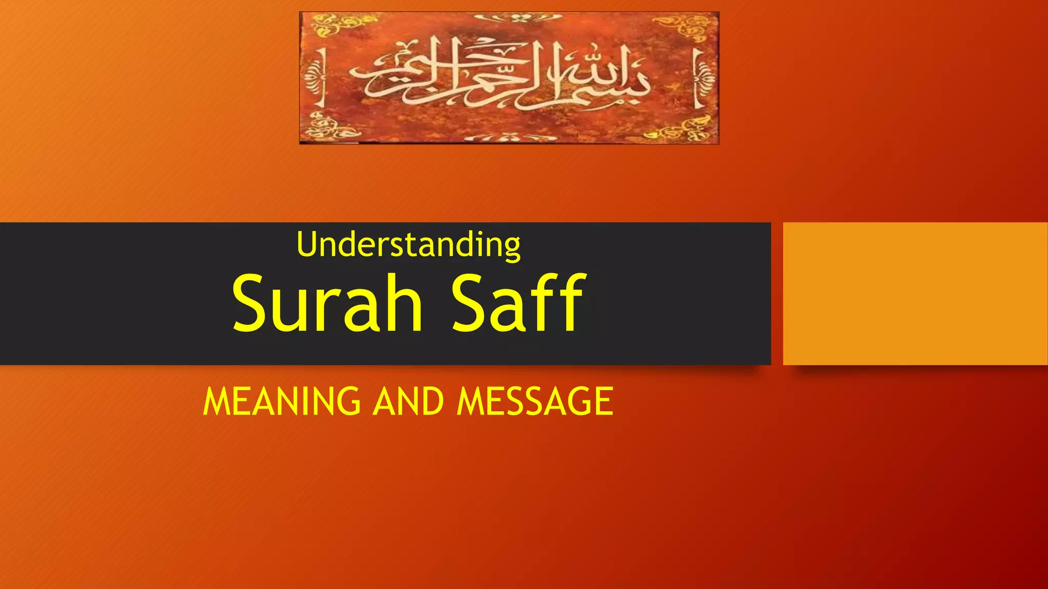 Understanding Surah saff | PPTX | Islam | Religion & Spirituality