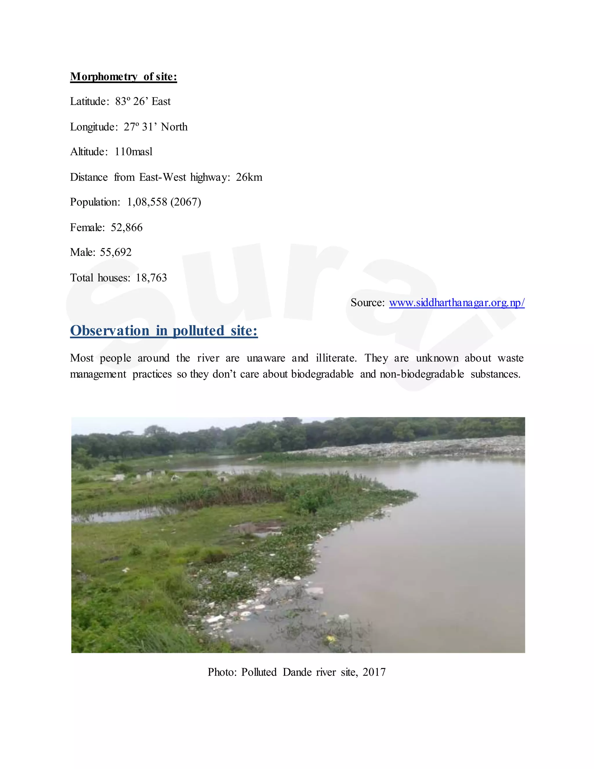 A report on a visit to a local polluted site. | DOCX