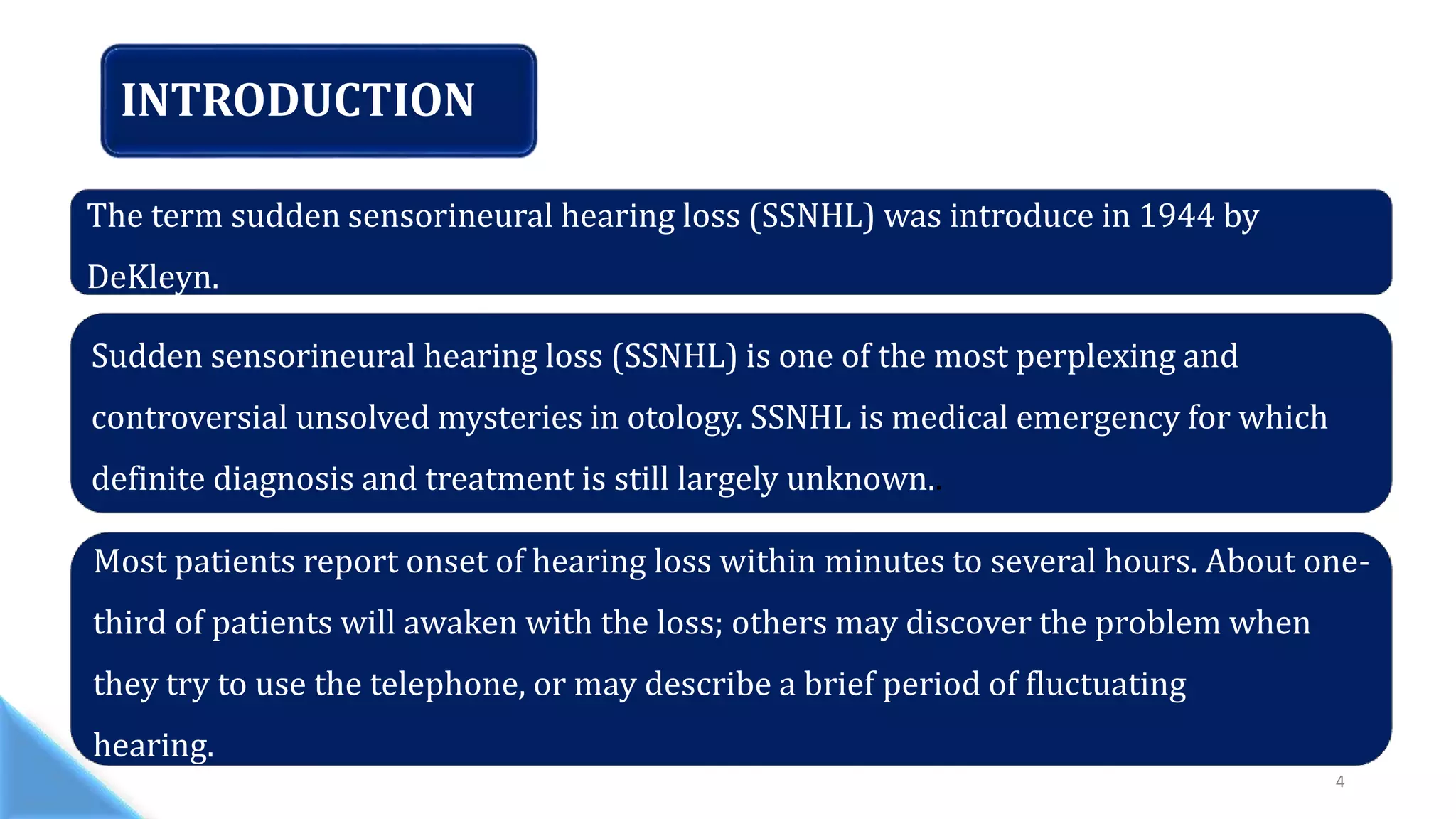 Sudden Sensorineural Hearing Loss | PPTX