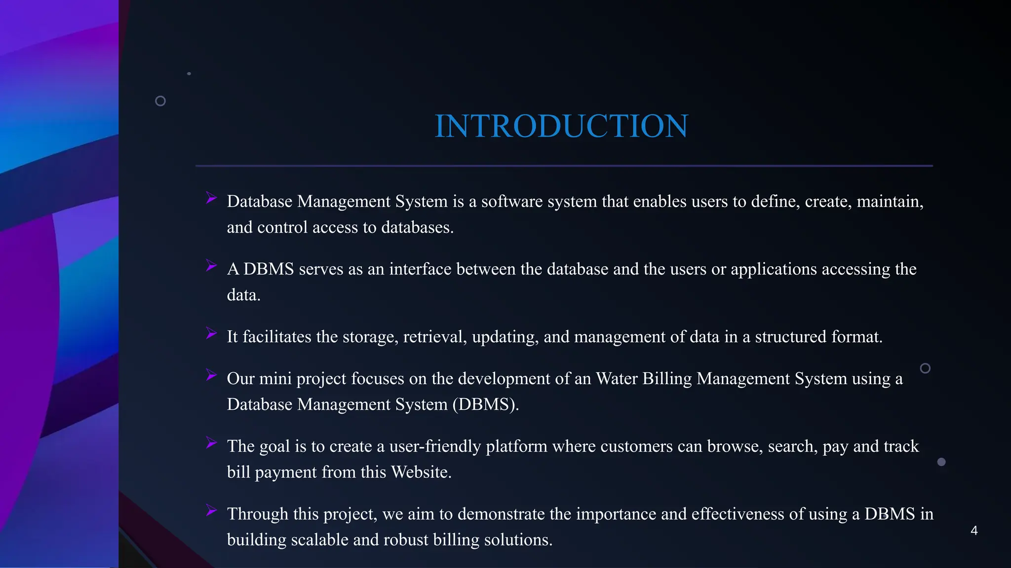 the presentation about DBMS mini project on "Water billing management ...