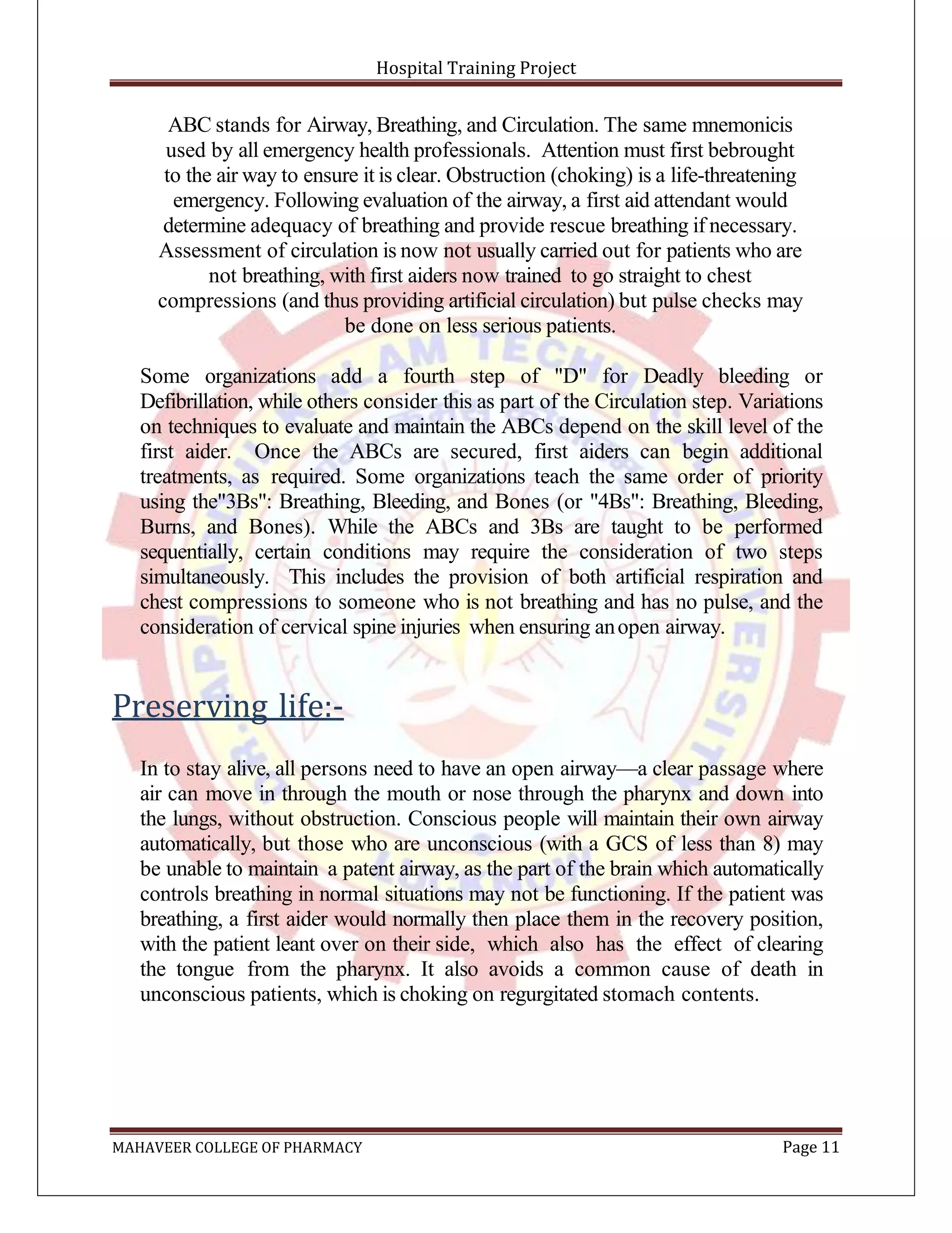Hospital Training report | PDF