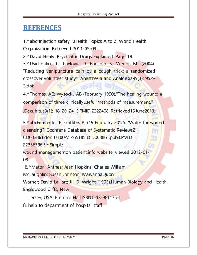 Hospital Training report | PDF | First Aid | Injuries
