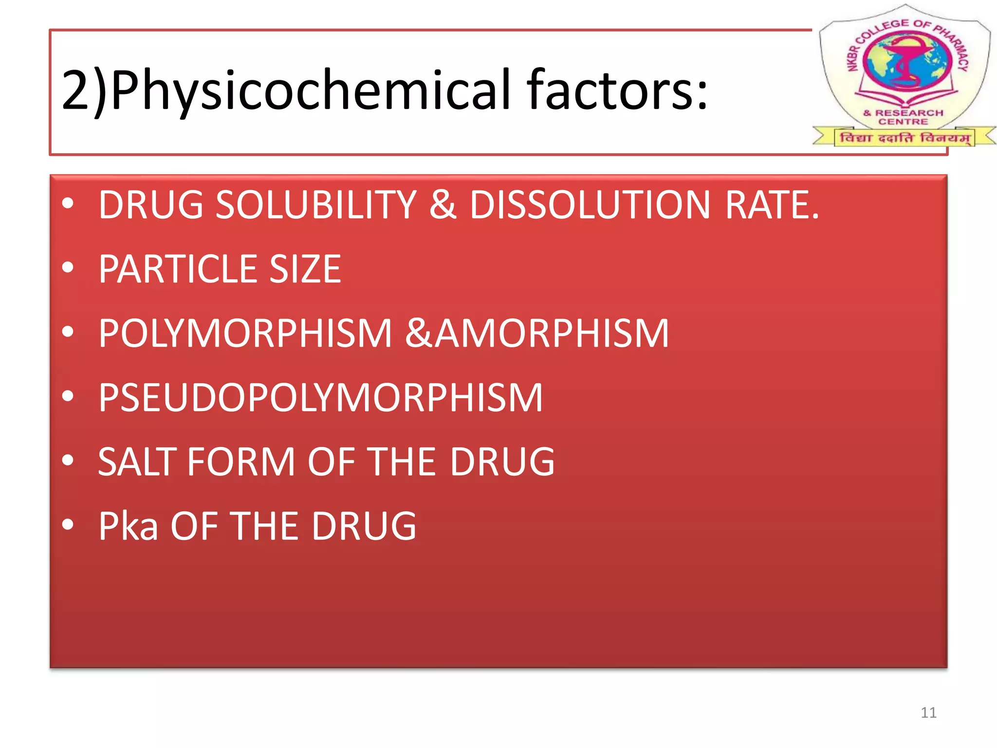 FACTORS AFFECTING DRUG ABSORPTION | PPTX