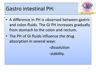 FACTORS AFFECTING DRUG ABSORPTION | PPTX