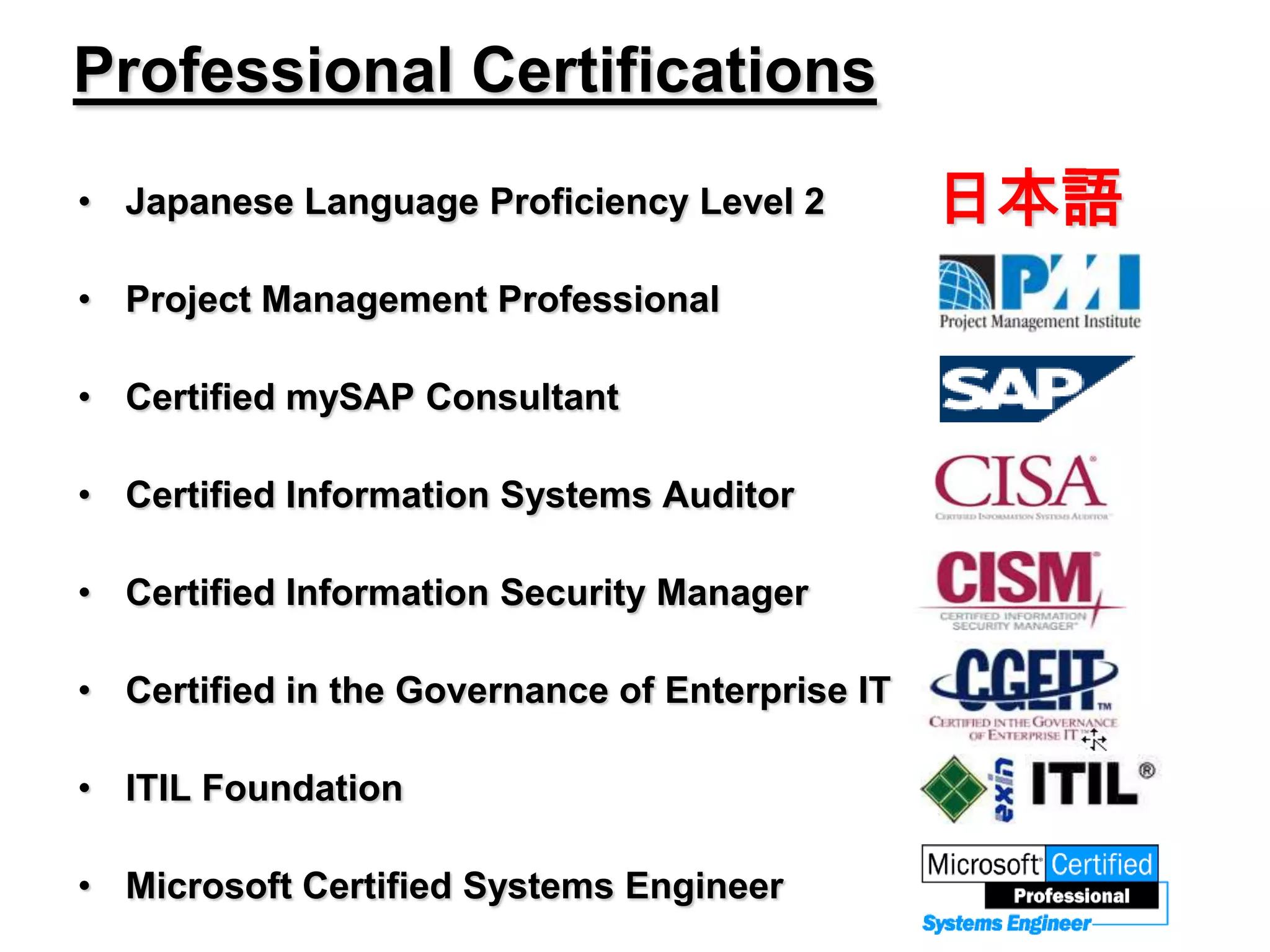 Professional Certifications | PPT