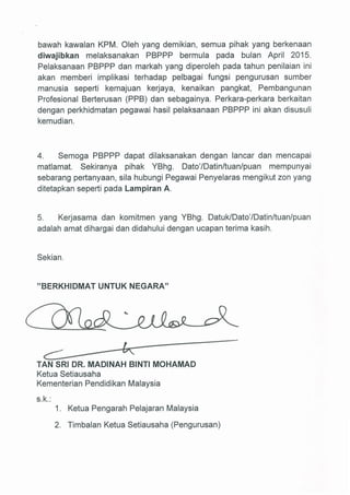Surat Arahan Pelaksanaan PBPP (KPM) | PDF