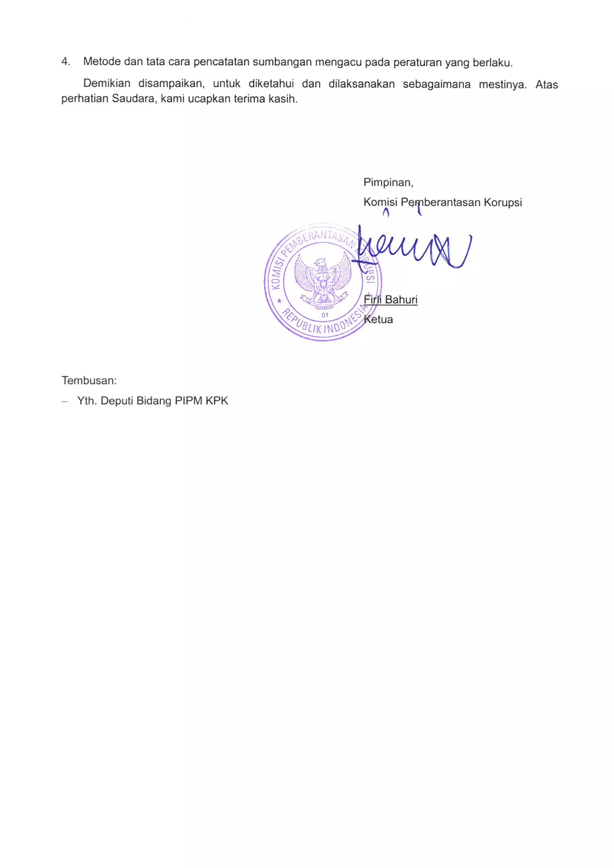 Surat KPK soal Hibah untuk Wabah | PDF