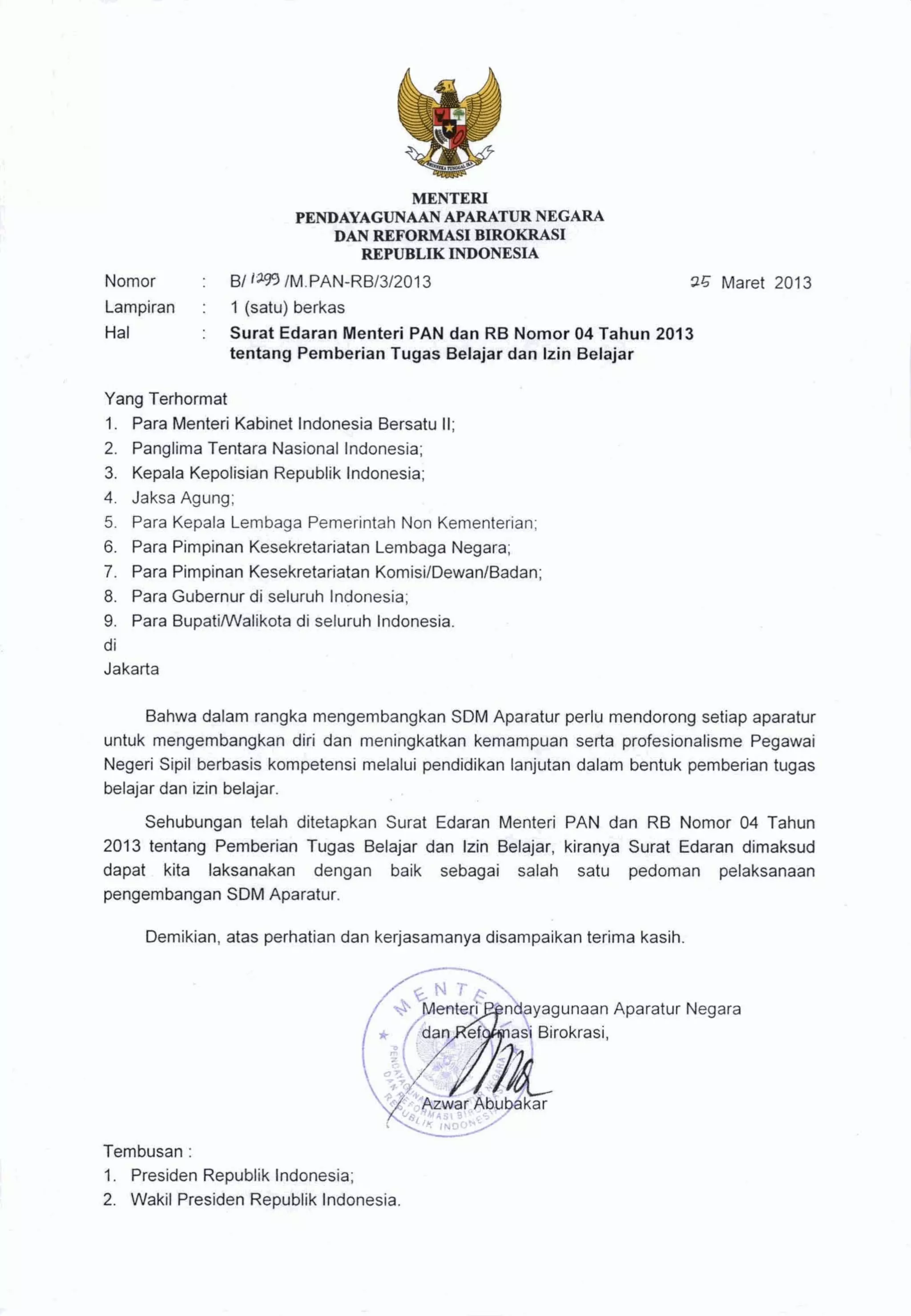 Surat edaran-menpan-dan-rb-nomor-4-tahun-2013-pemberian-tugas-belajar ...