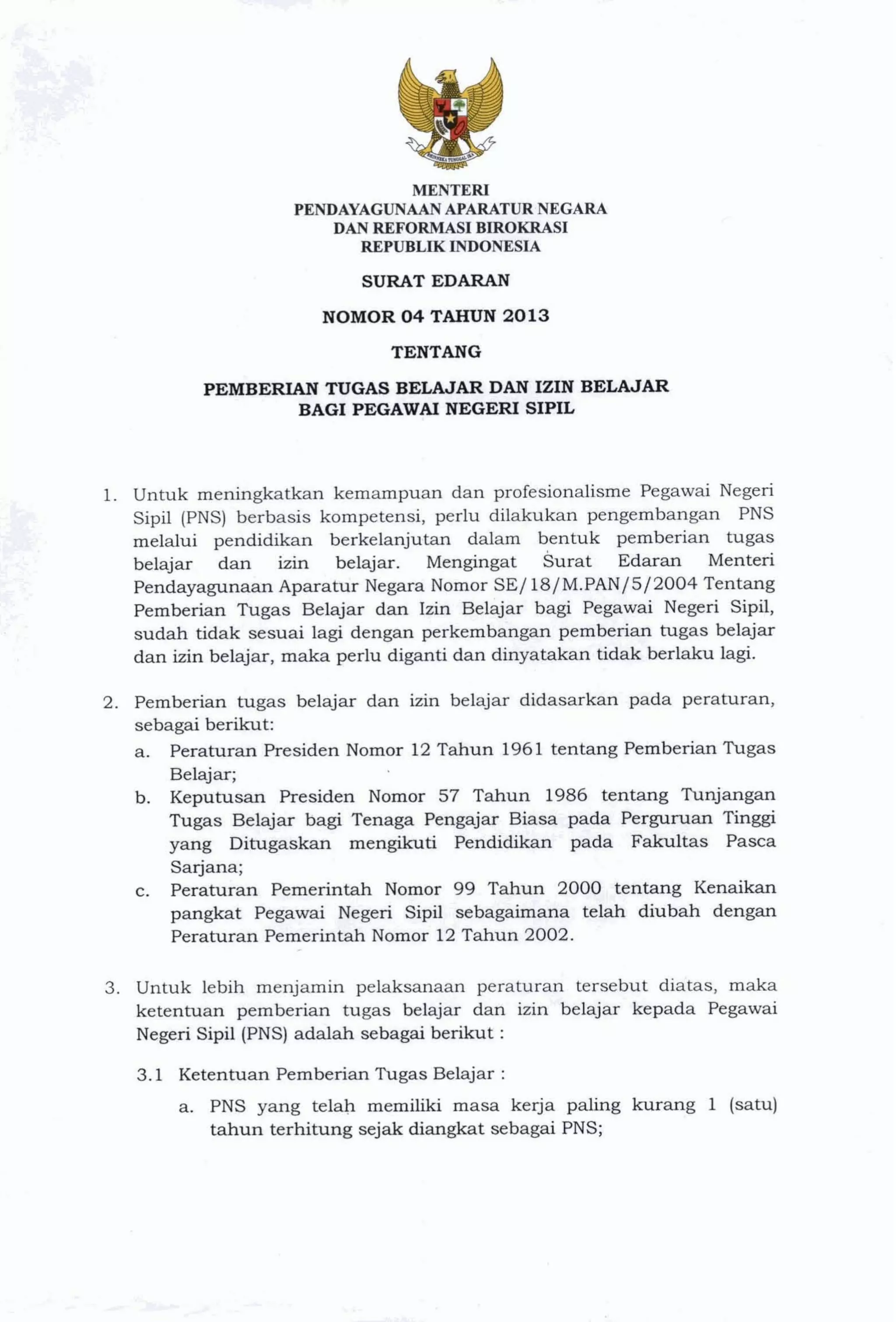 Surat edaran-menpan-dan-rb-nomor-4-tahun-2013-pemberian-tugas-belajar ...