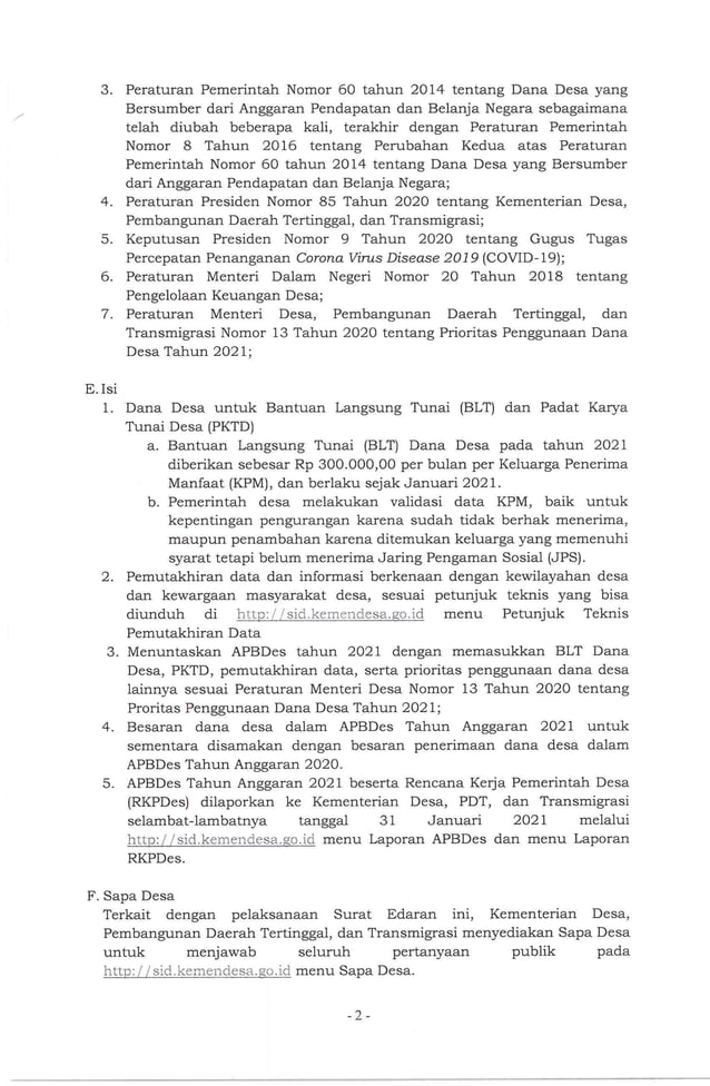SURAT EDARAN MENTERI DESAPDTT NOMOR 17 TAHUN 2020 TENTANG-PERCEPATAN PENGGUNAAN DANA DESA TAHUN ...