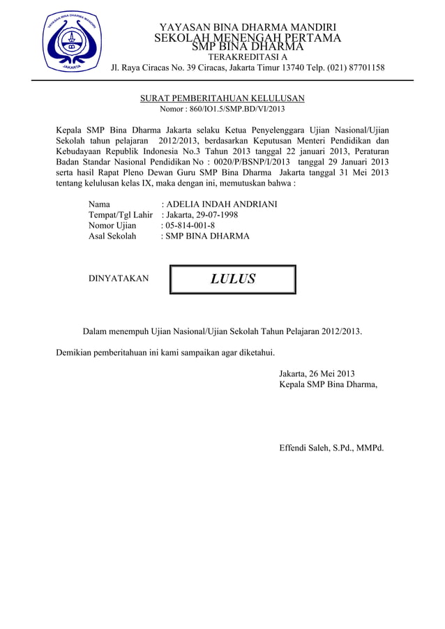 Surat kelulusan | PDF