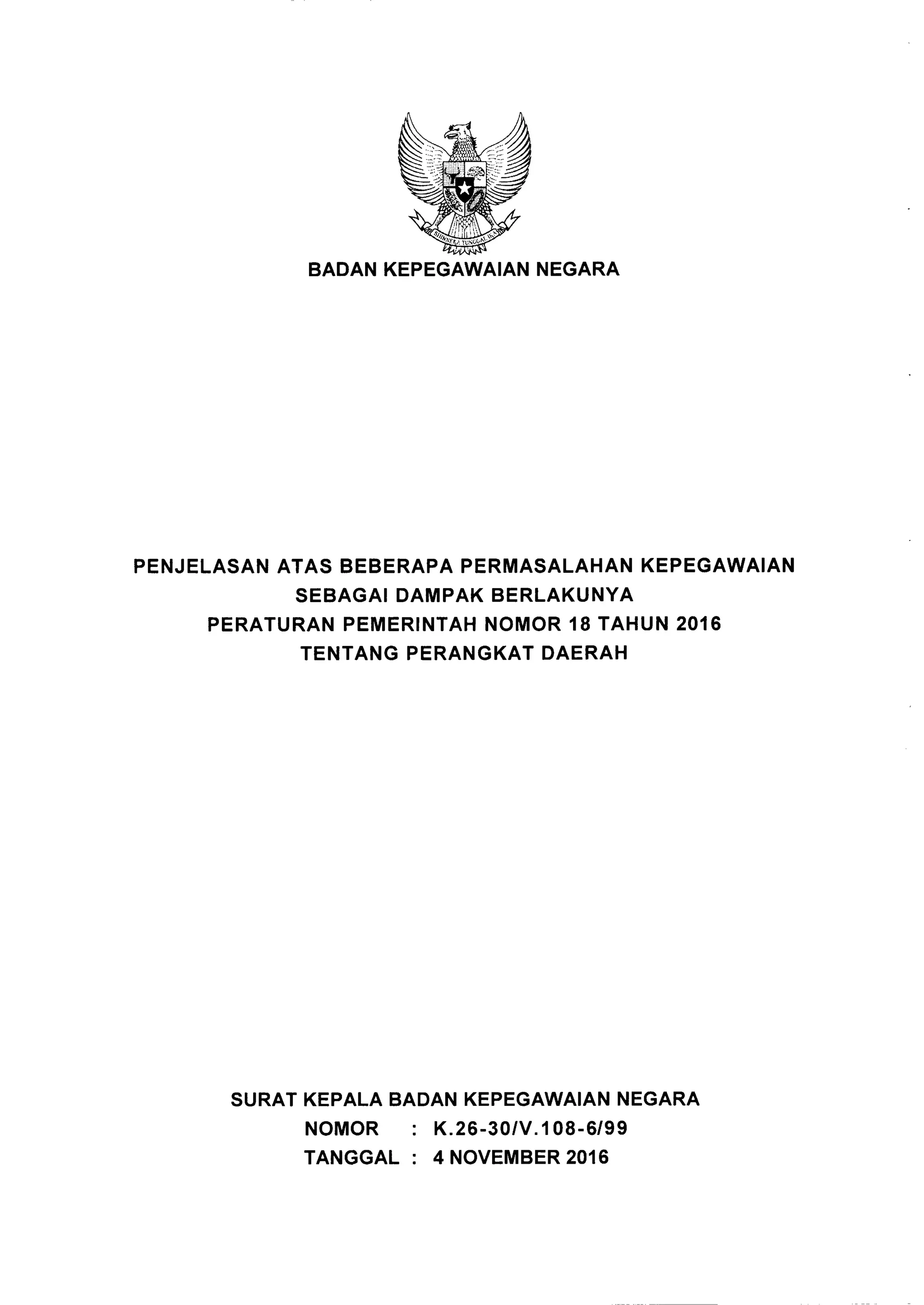 Surat kepala-bkn-nomor-k.26-30-v.108-6-99-penjelasan-permasalahan-kepegawaian-sebagai-dampak ...